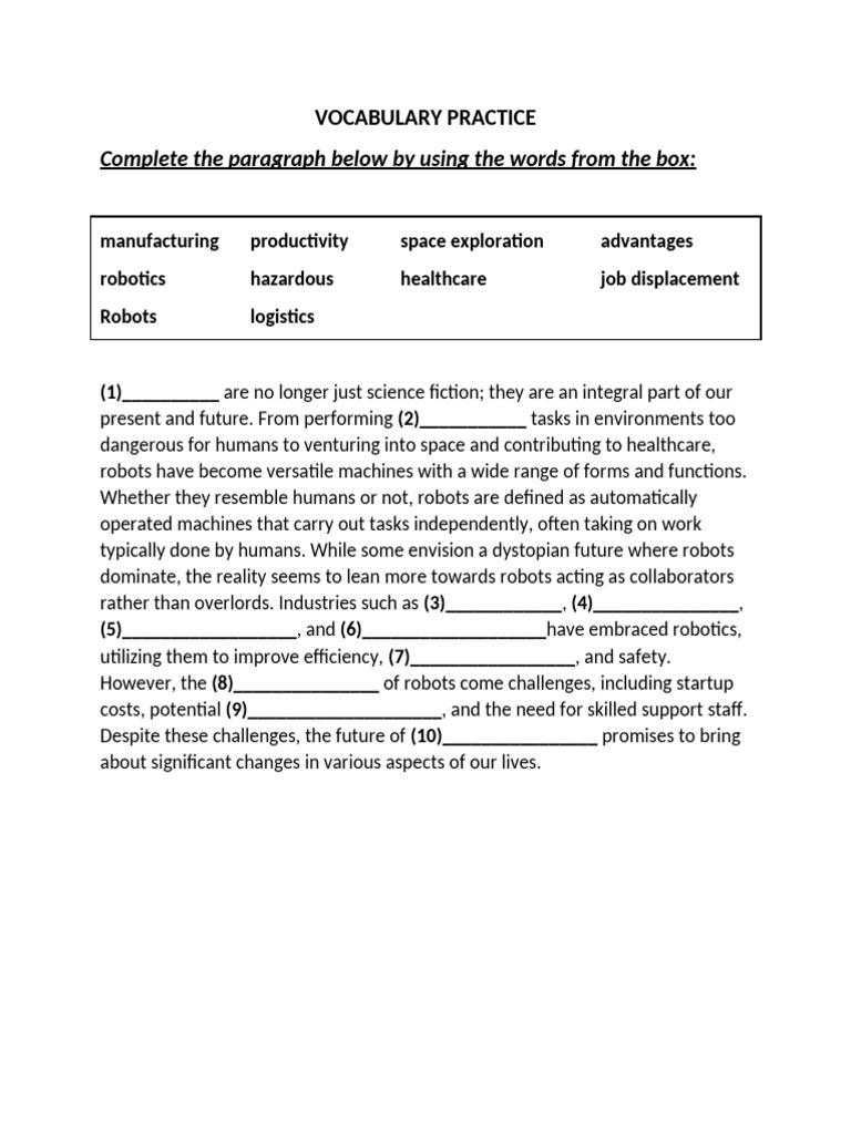 Vocabulary Practice | PDF