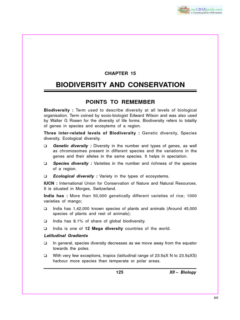 12 Biology ImpQ CH15 Biodiversity and Conservation | PDF | Ciências e Matemática