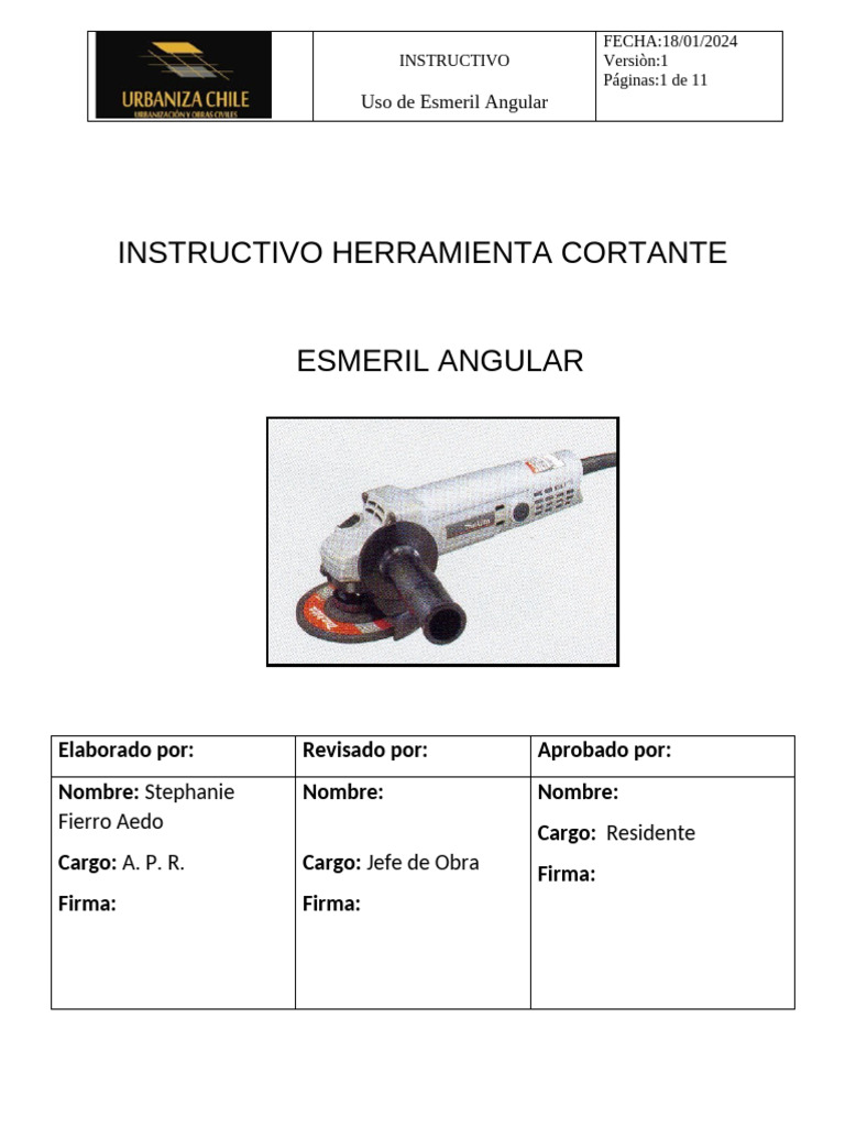 INSTRUCTIVO ESMERIL | PDF