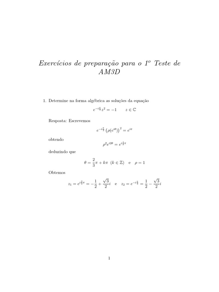 Exer Revisão T1 AM3D | PDF