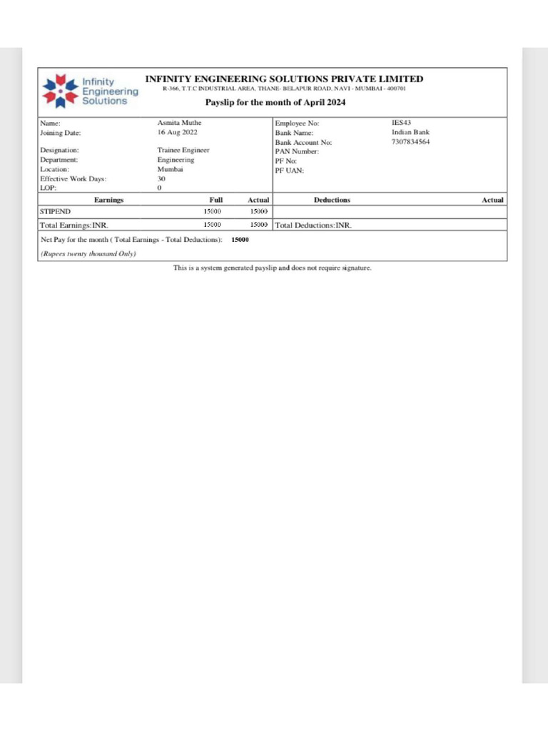 April Payslip 2024 | PDF