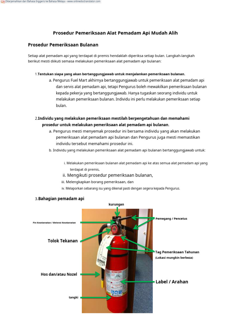 Fire Extinguisher Inspection Procedures - En.ms | PDF