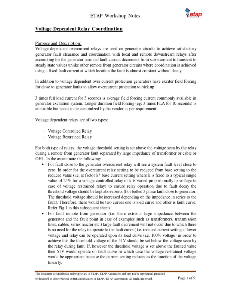10.2 Voltage Dependent Relay Coordination | PDF