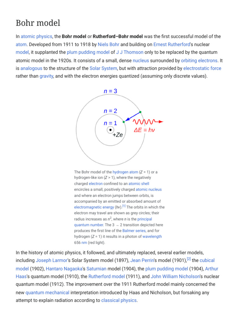 Bohr Model - Wikipedia | PDF