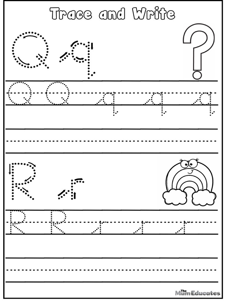 Alphabet Letters Tracing Q and R TME | PDF