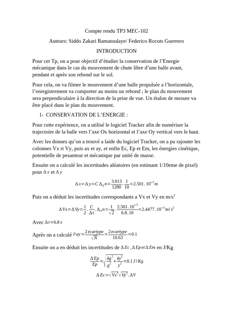 Compte Rendu TP3 MEC | PDF