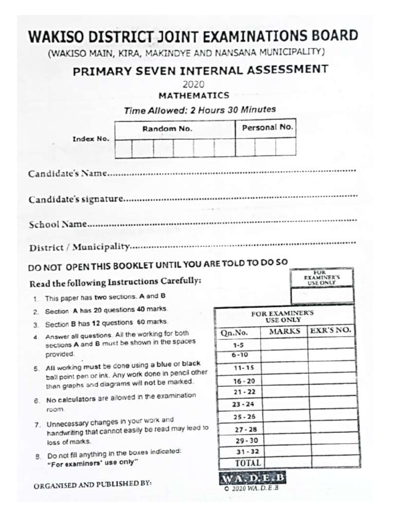 Wakiso District mock 2020-2 | PDF
