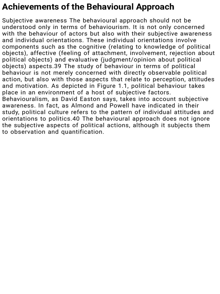 Achievements Of Behavioral Approach Pdf