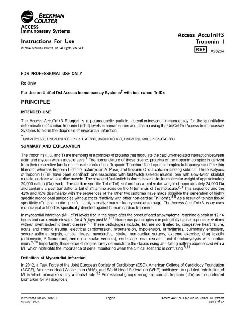 B16316J - Beckman TnI IFU | PDF