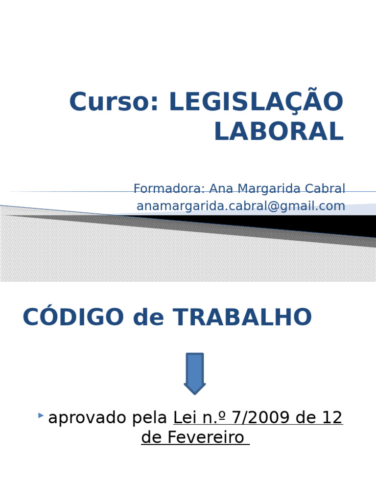 CÓDIGO TRABALHO - Suas Alterações Legislativas | PDF