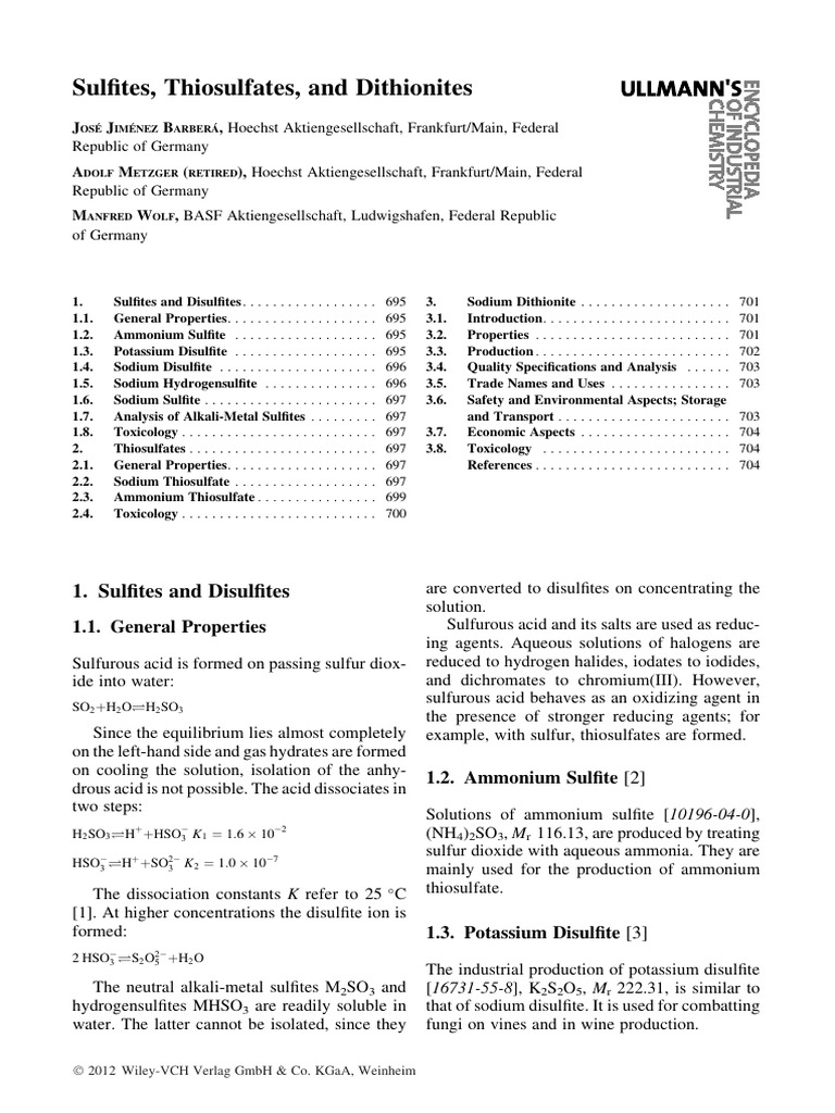 Sulfite | PDF