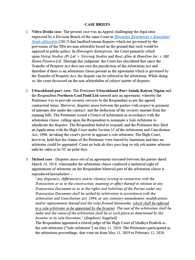 Case Briefs | PDF