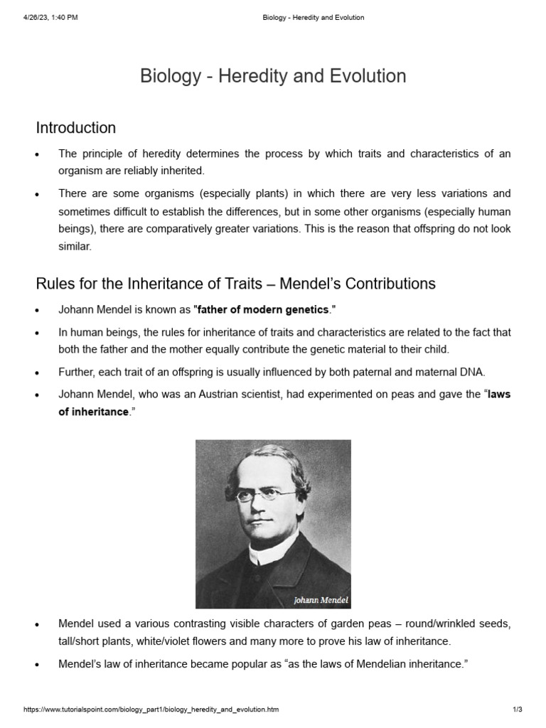 Biology - Heredity and Evolution | PDF | Heredity | Evolution