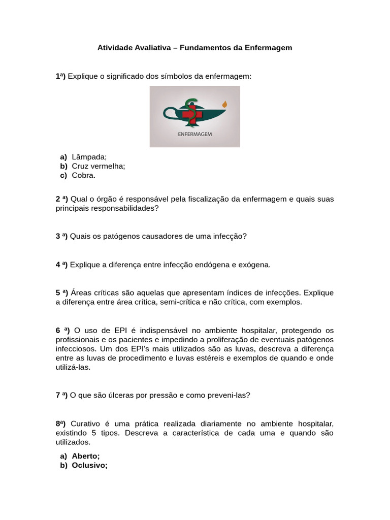 Atividade Avaliativa - EnF | PDF