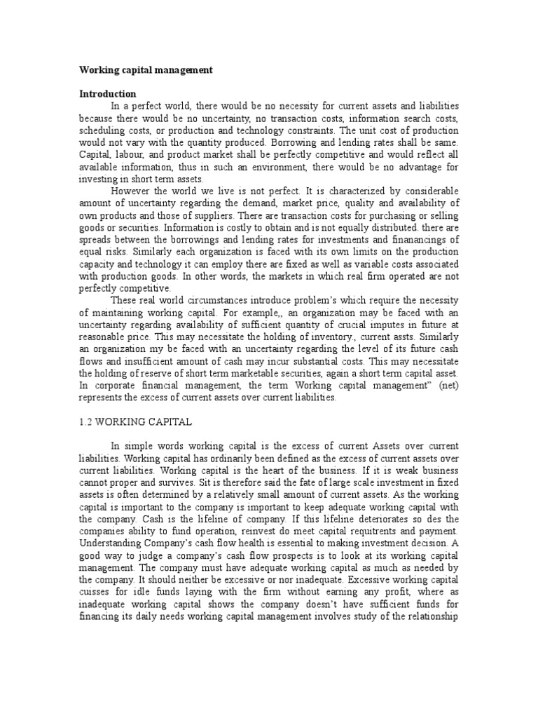 Working Capital Management | PDF | Working Capital | Financial Capital