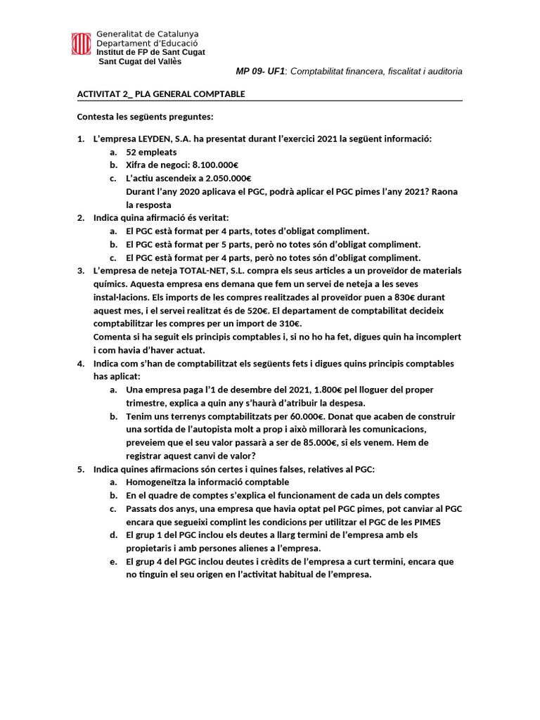 Activ._2 Pla General Comptable | PDF