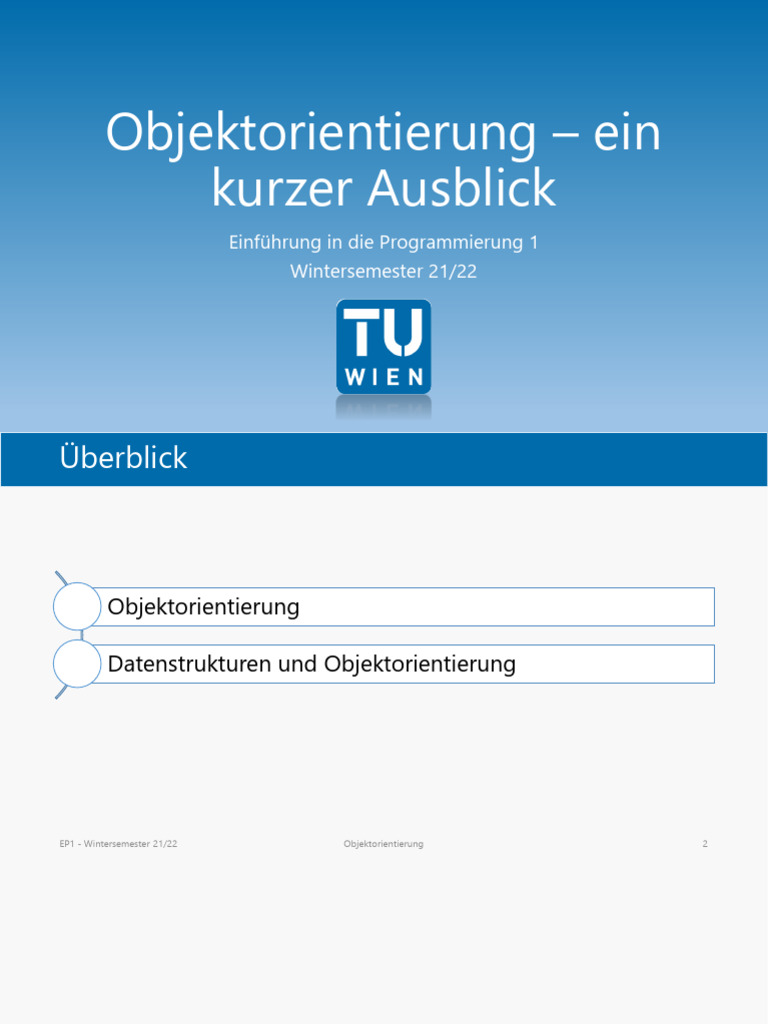 2021W 13 EP1 Objektorientierung | PDF