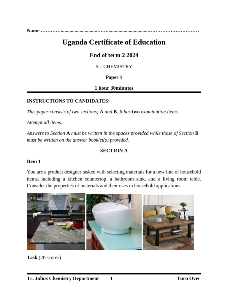 S.1 Chemistry Eot 2 | PDF