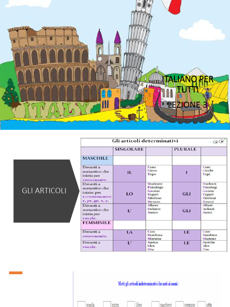 Italiano Per Tutti Lezione 3 | PDF