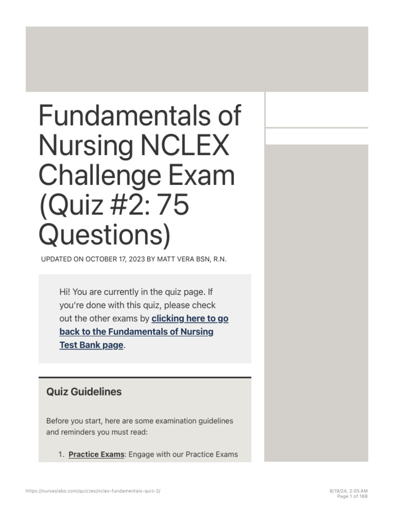 NCLEX Exam Part 2 PDF | PDF