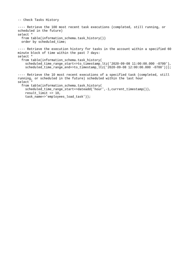 Check Tasks History | PDF