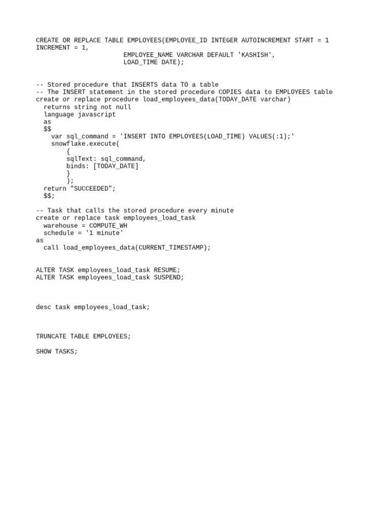 Call Stored Procedures Using Tasks | PDF