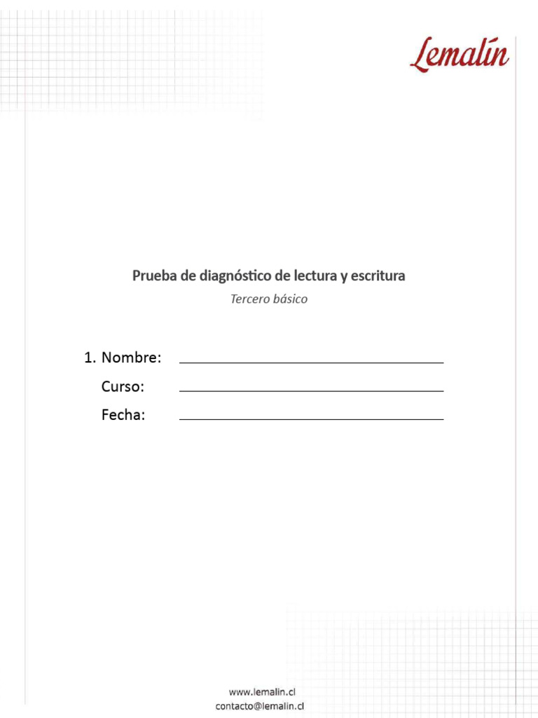 Prueba de Diagnostico de Lectura y Escri | PDF