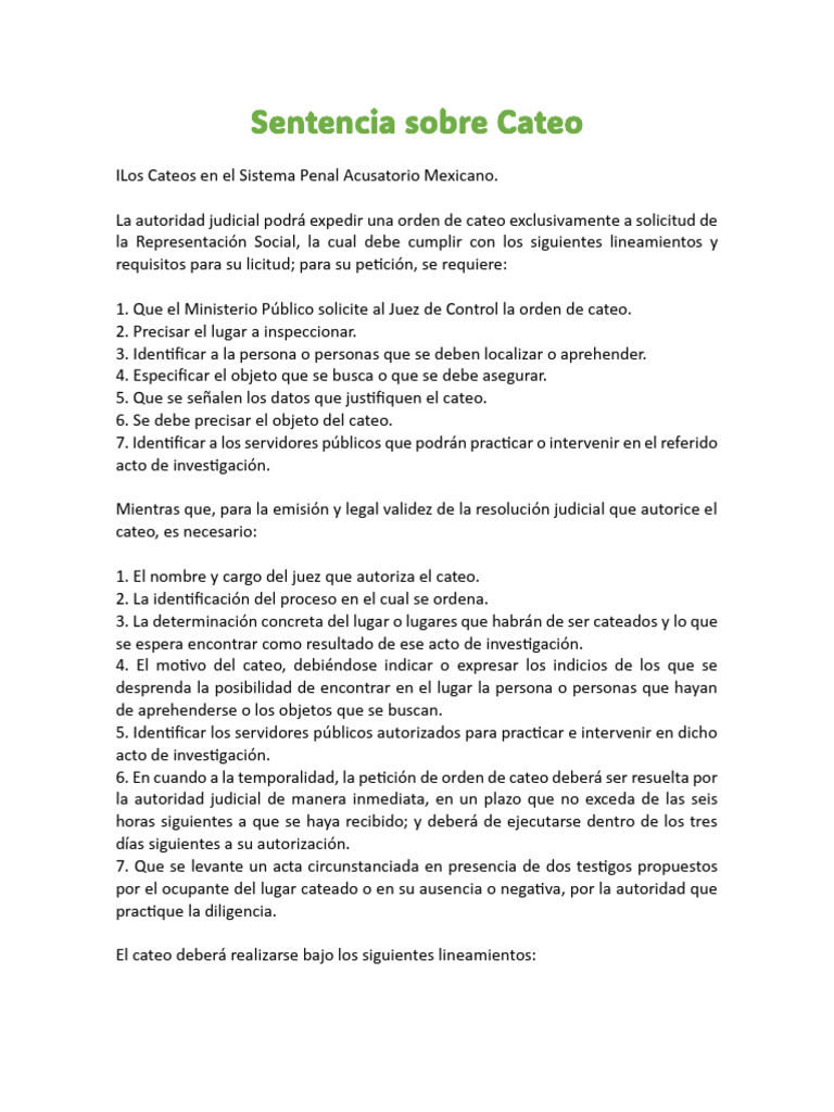 Sentencia Sobre Cateo Fenm | PDF
