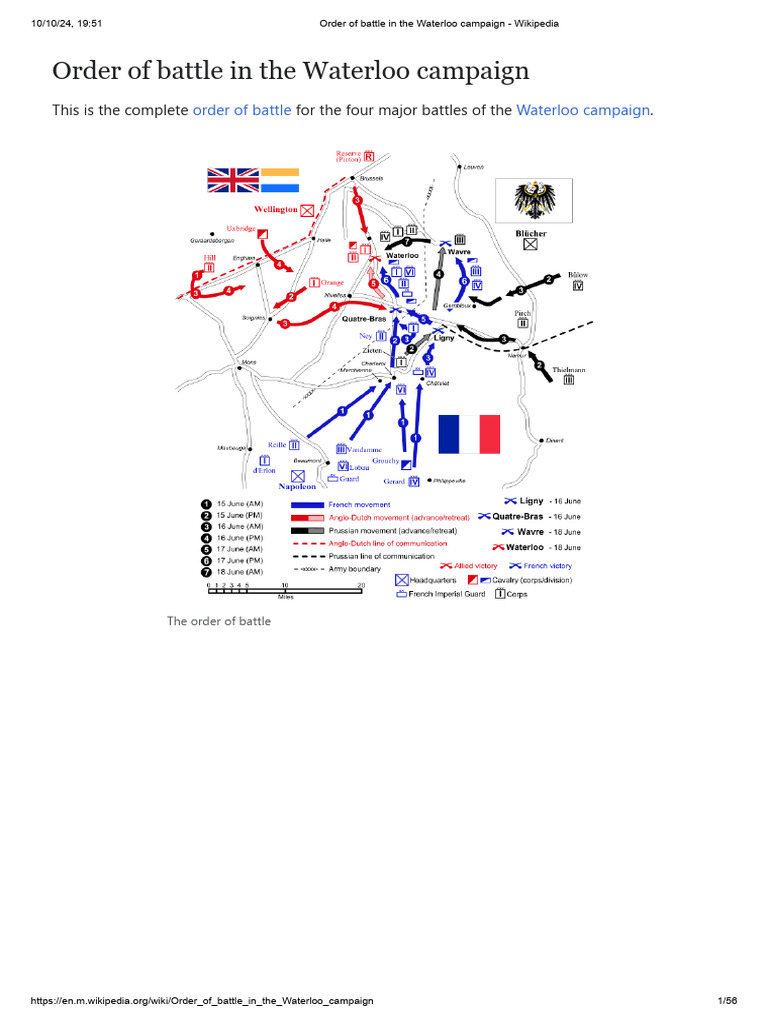 Order of Battle in The Waterloo Campaign - Wikipedia | PDF