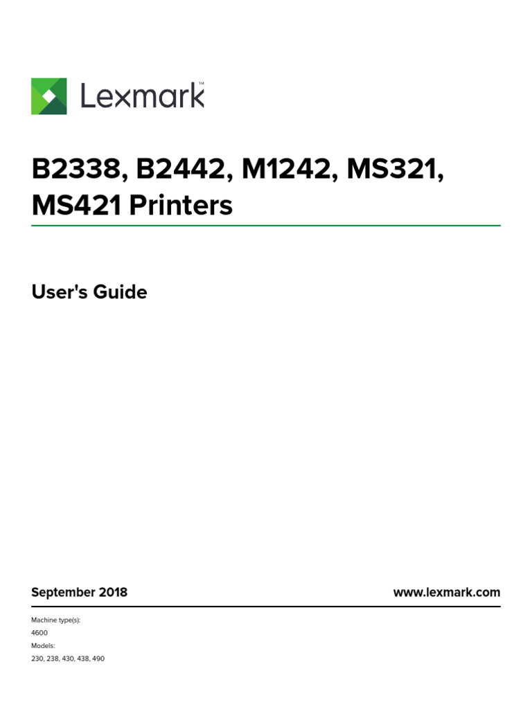 Lexmark B2338 B2442 M1242 MS321 MS421 Users Guide | PDF
