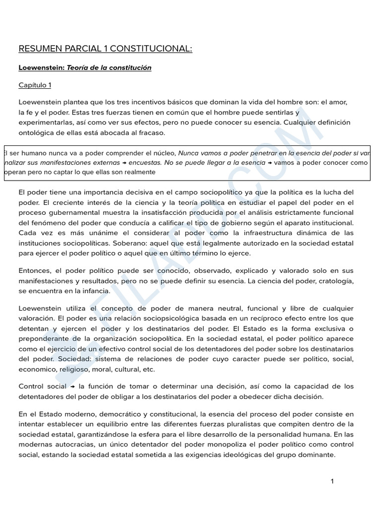Resumen Parcial 1 Consti | PDF