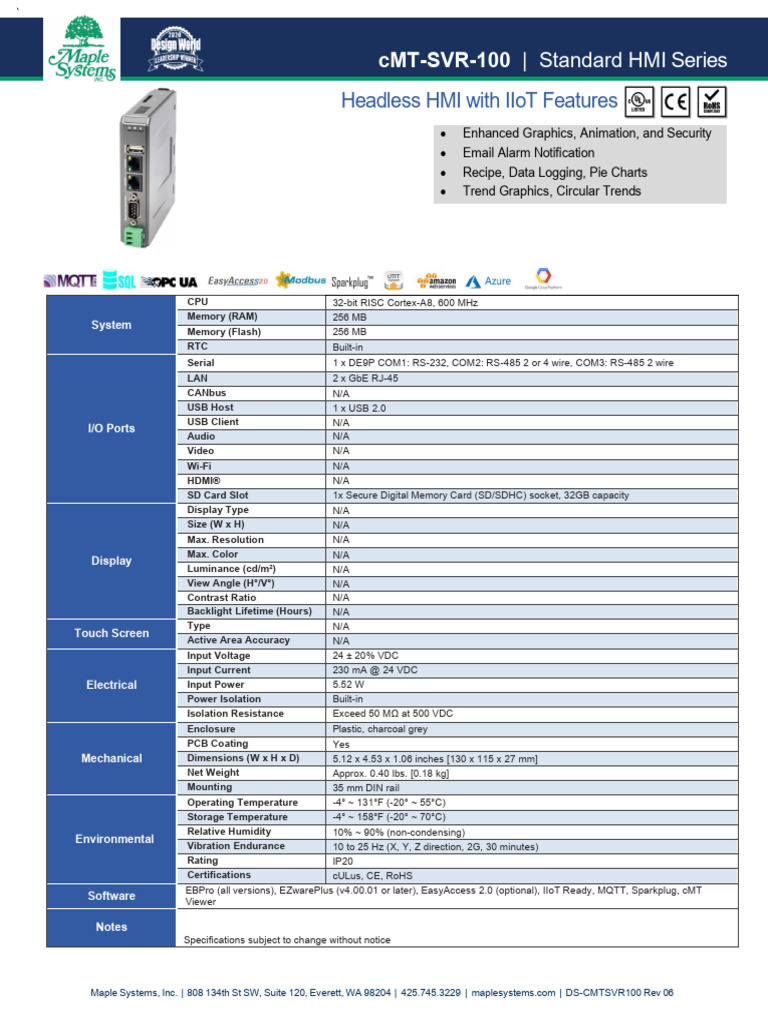 Weintek cMT-SVR-100 | PDF