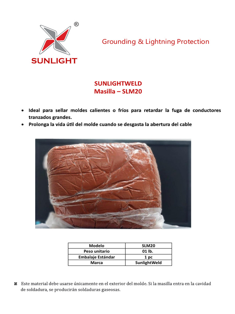 Ficha masilla Sunlight | PDF