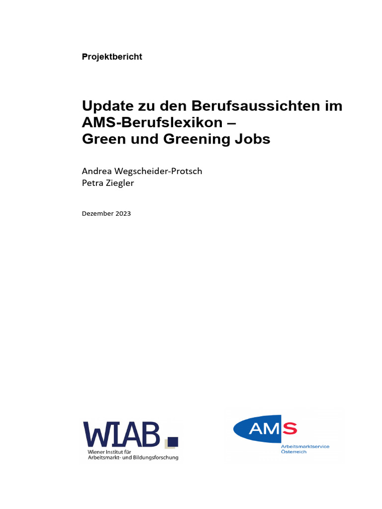 2023-AMS-WIAB Berufsaussichten Update Green Greening Jobs | PDF