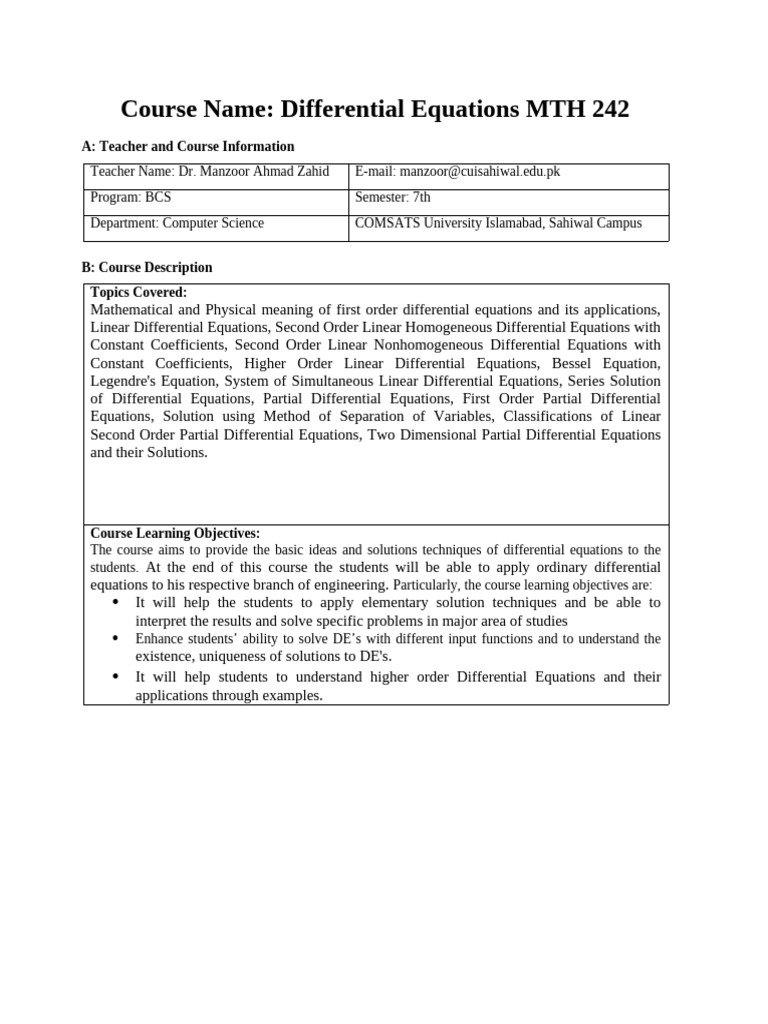 Lecture Wise DE | PDF