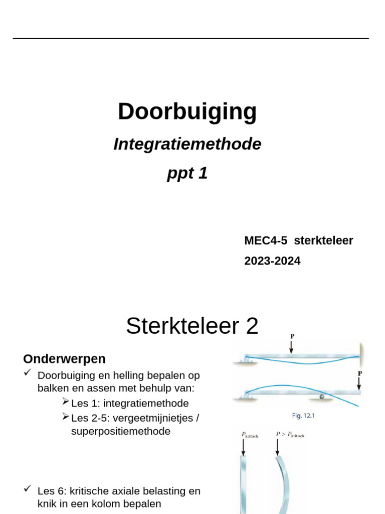 MEC4-5 PPT 1 Doorbuiging Integratiemethode - GVJ | PDF