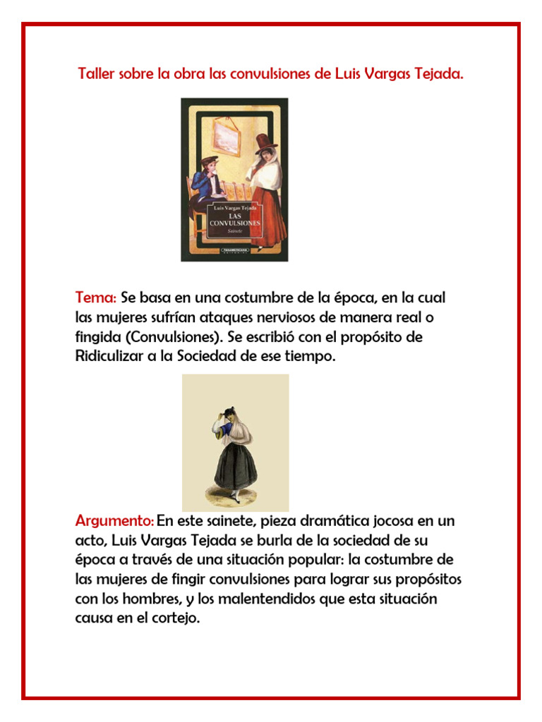 Taller Sobre La Obra Las Convulsiones de Luis Vargas Tejada | PDF