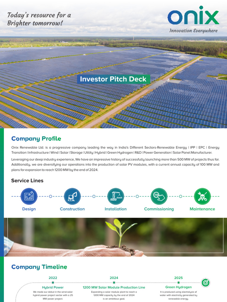 Onix Investors Pitch Deck | PDF | Renewable Energy | Electricity