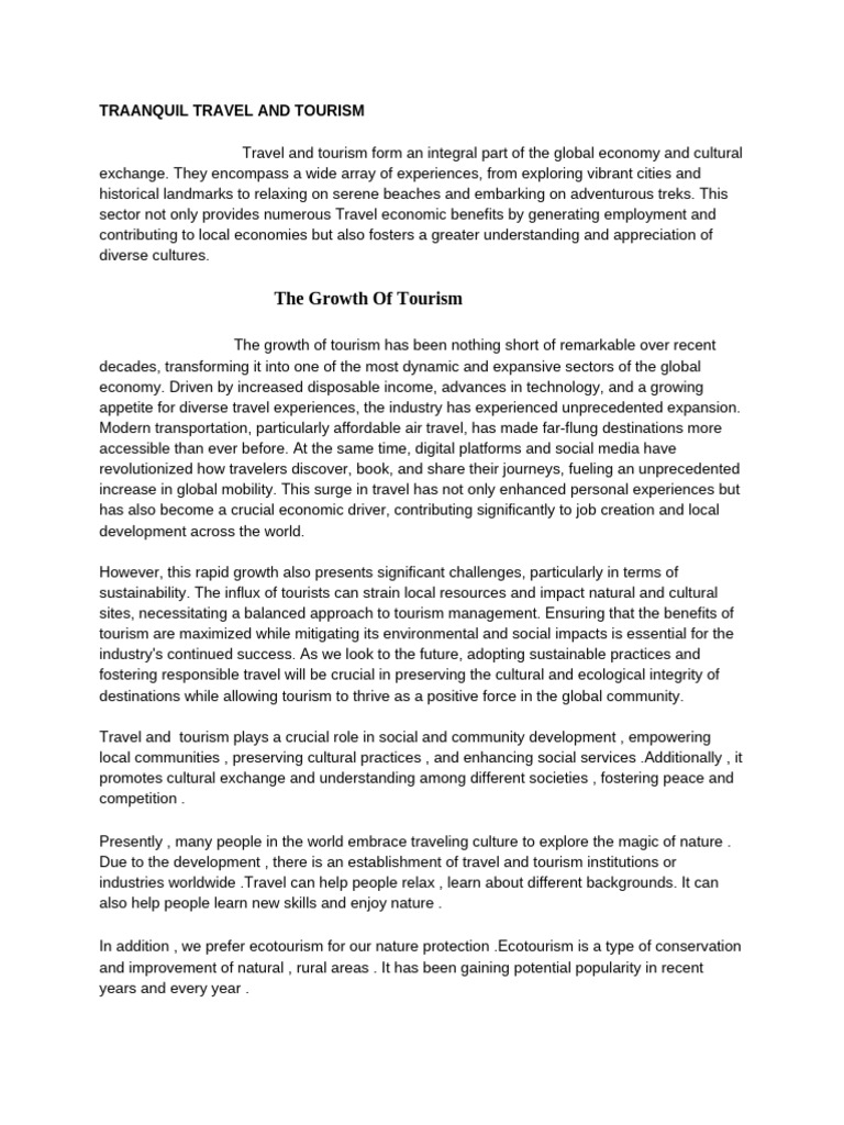 The Impact and Growth of Tourism | PDF | Tourism | Politics