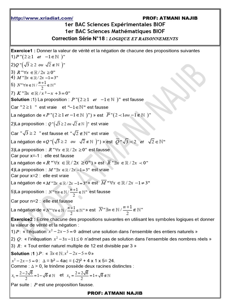 1sm Logique Seri18cor | PDF