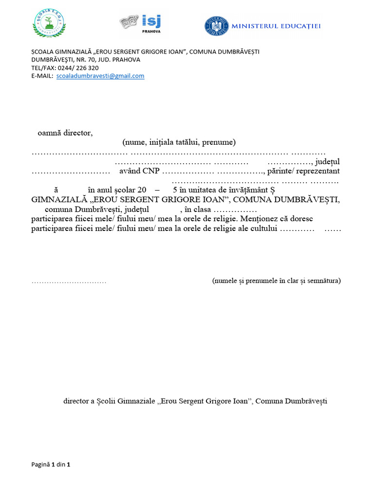 Cerere Religie | PDF