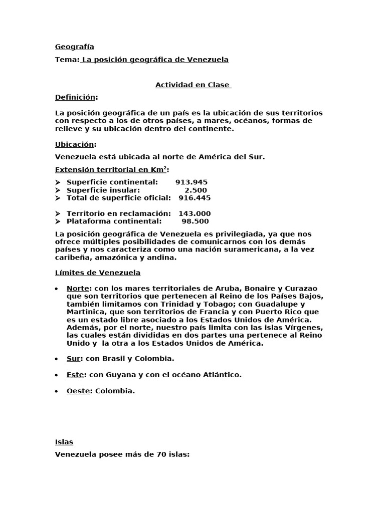 Geografía - Posición Geográfica de Vzla 8-10-2024 | PDF