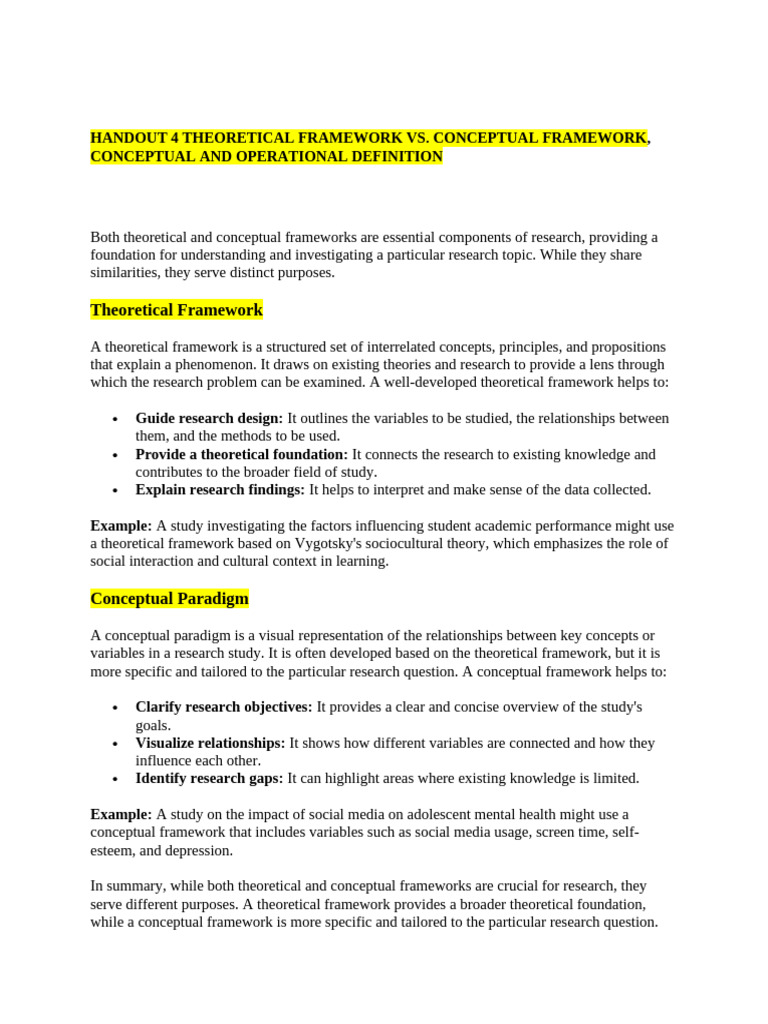 HAND OUT 4 Theoretical and Conceptual Framework | PDF