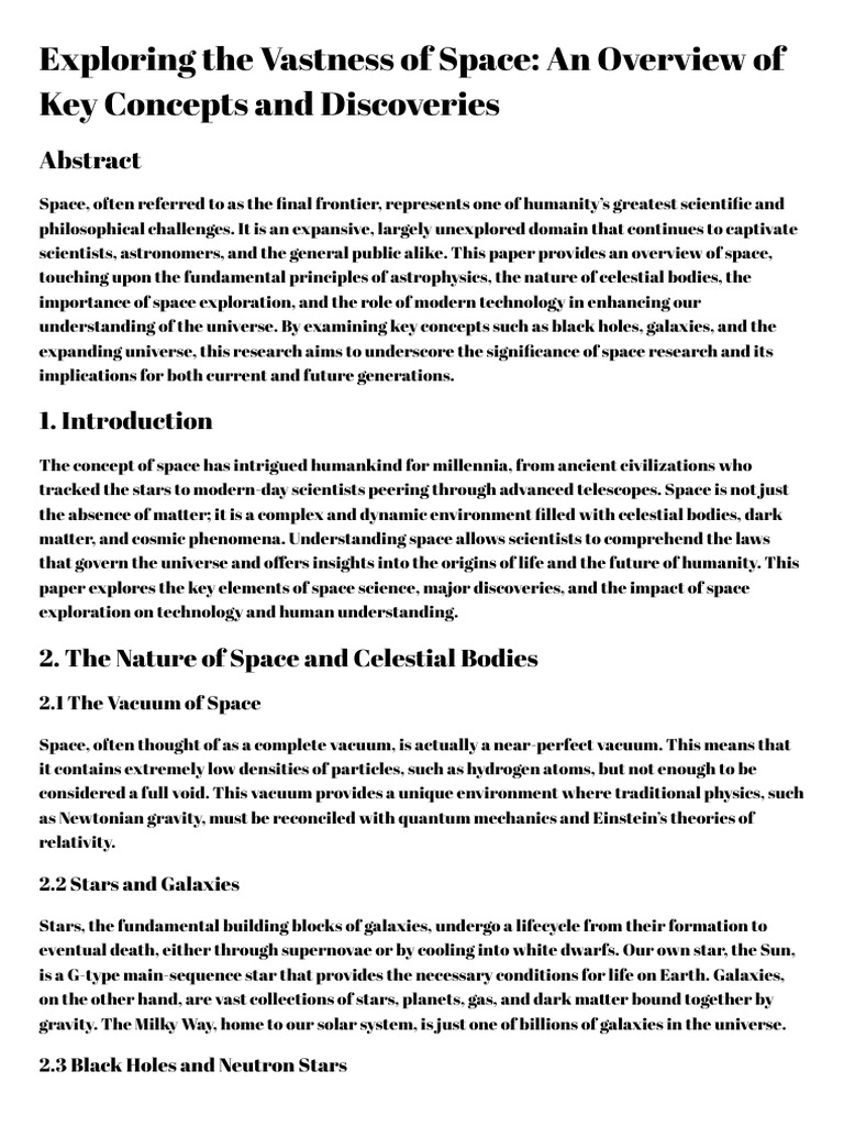 Exploring The Vastness of Space An Overview of Key Concepts and ...
