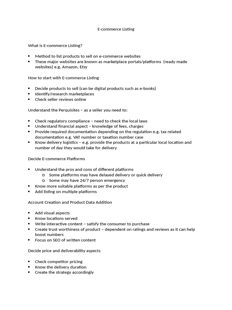 E-Commerce Listing | PDF