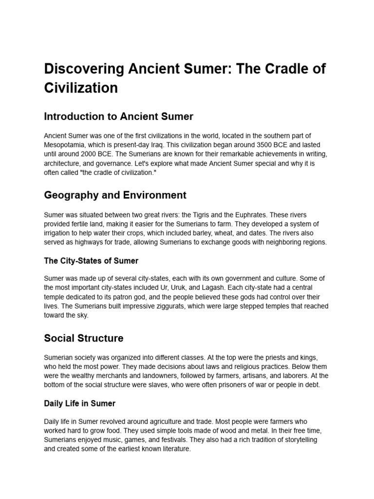 Ancient Sumer: Foundations of Civilization | PDF | Sumer | Mesopotamia