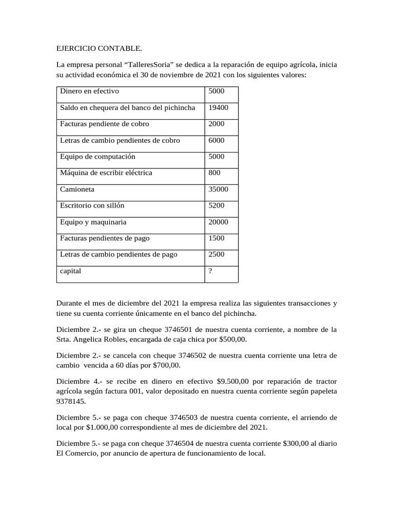 EJERCICIO CONTABLE. | PDF