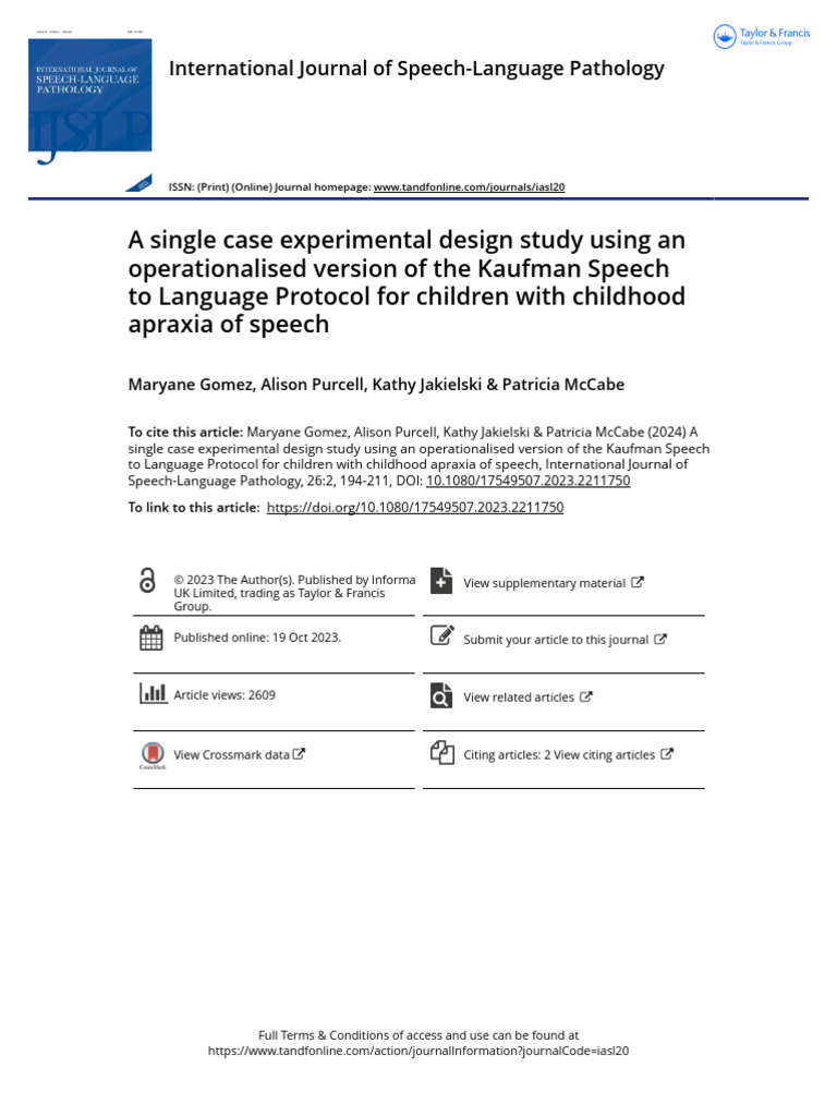 A Single Case Experimental Design Study Using An Operationalised ...