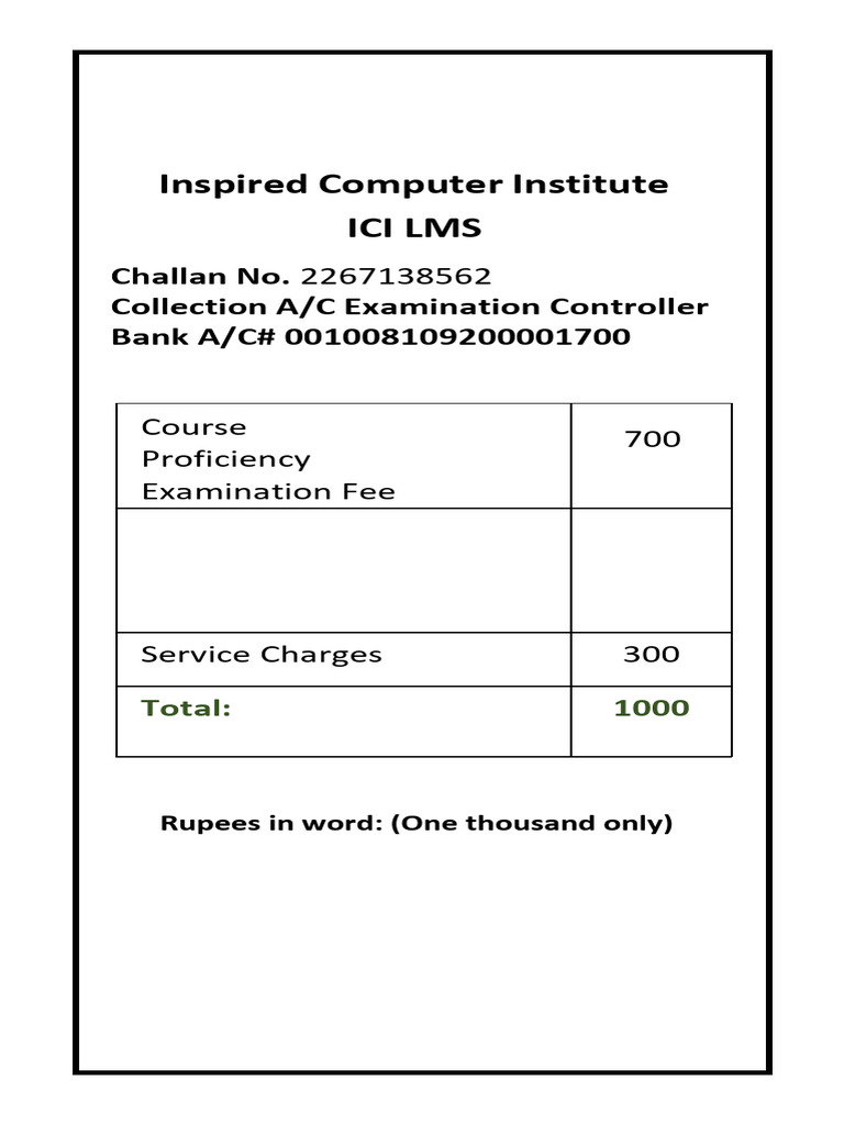 Exam Challan Form 2023 | PDF