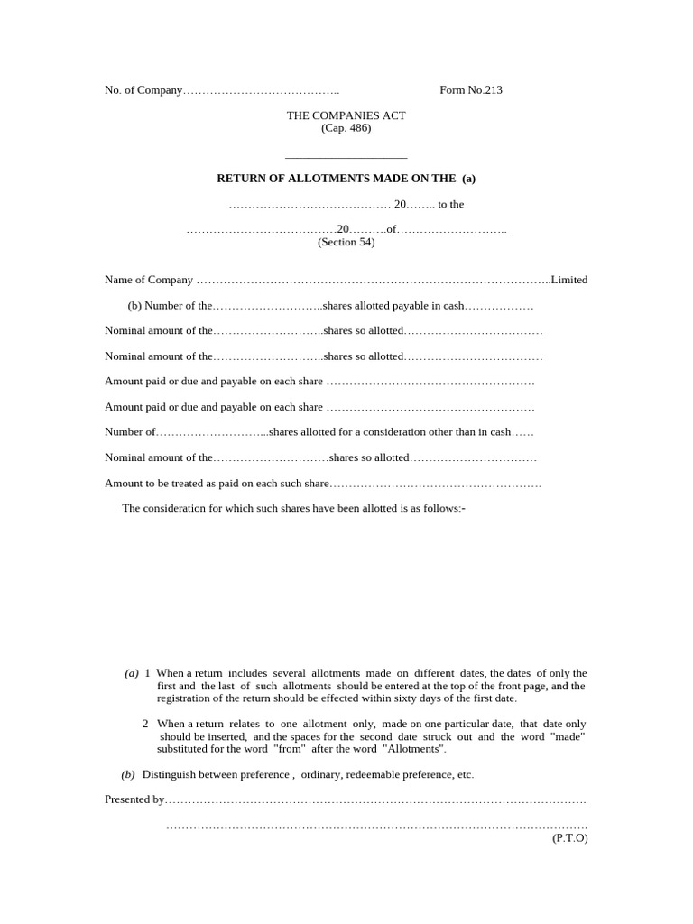Form 213 - Allotments | PDF | Finance & Money Management | Games ...